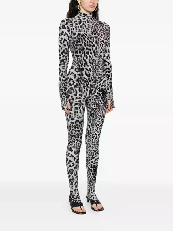 Norma Kamali Leopard-print Turtleneck Jumpsuit