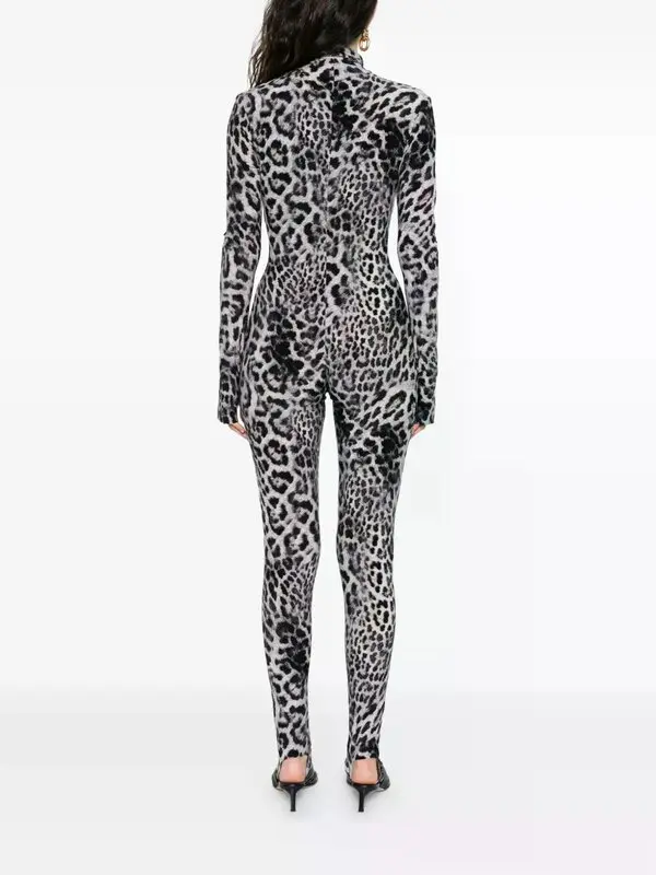 Norma Kamali Leopard-print Turtleneck Jumpsuit