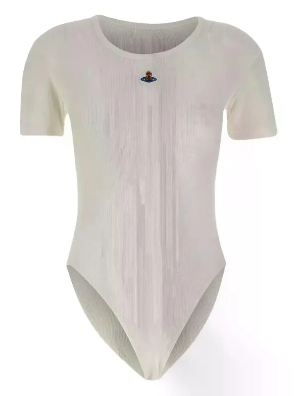 VIVIENNE WESTWOOD Orb-embellished Ribbed Bodysuit - White