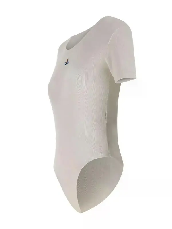 VIVIENNE WESTWOOD Orb-embellished Ribbed Bodysuit - White