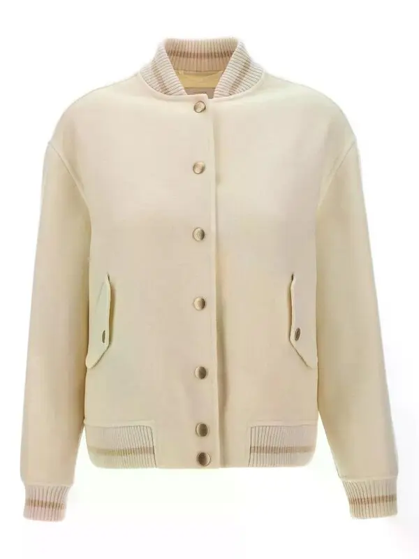 Eleventy Ribbed-knit Bomber Jacket - Neutrals
