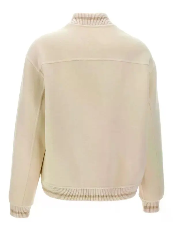 Eleventy Ribbed-knit Bomber Jacket - Neutrals