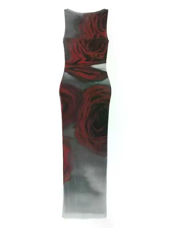 JEAN PAUL GAULTIER Rose-print Midi Dress - Grey