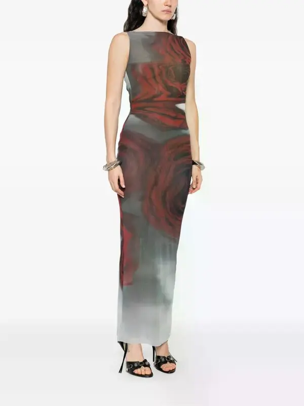 JEAN PAUL GAULTIER Rose-print Midi Dress - Grey