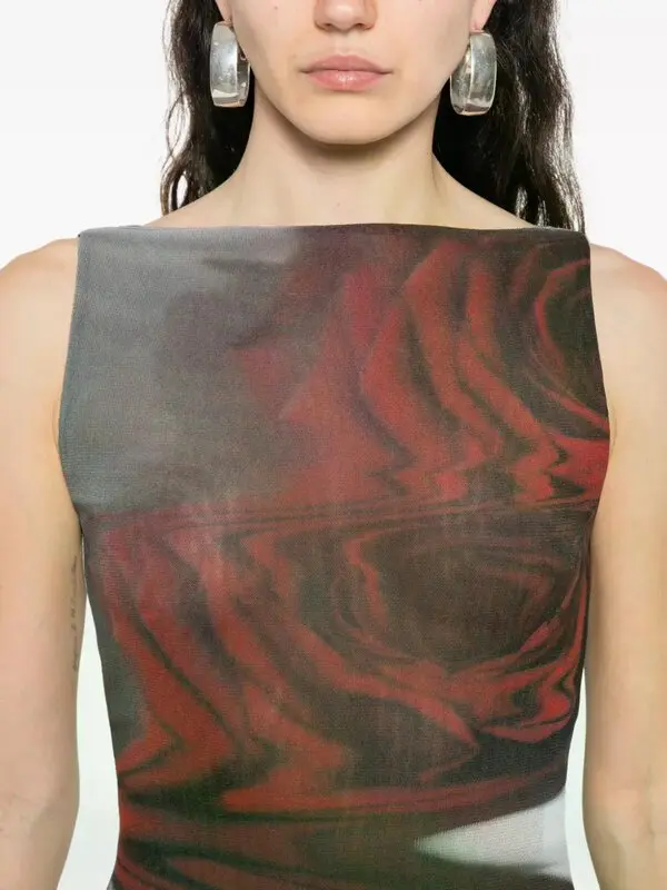 JEAN PAUL GAULTIER Rose-print Midi Dress - Grey