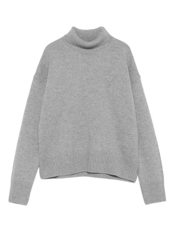 Ami Turtleneck Sweater With Heart Embroidery