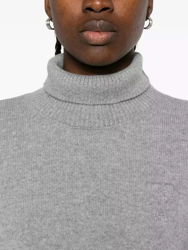 Ami Turtleneck Sweater With Heart Embroidery