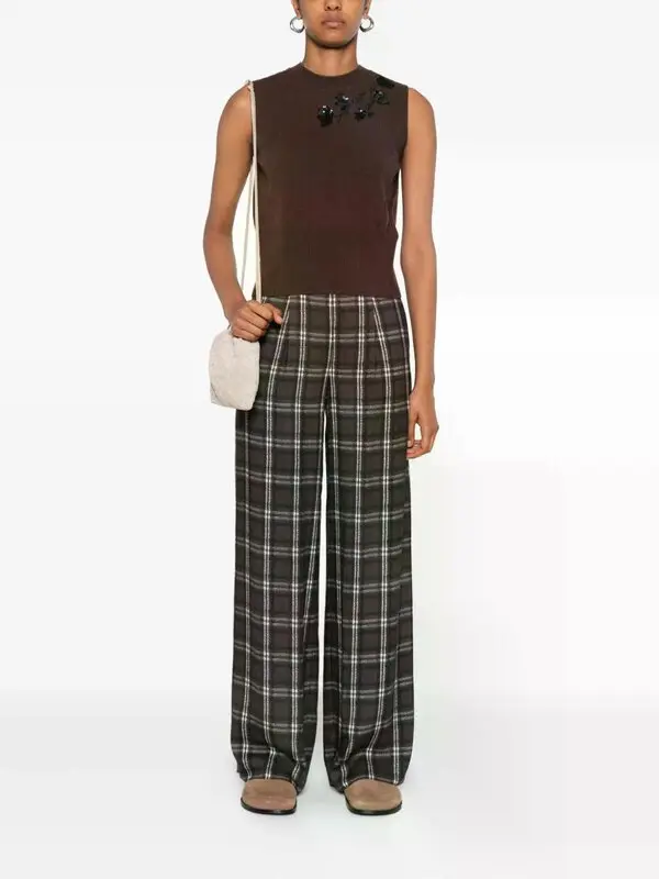 ERMANNO FIRENZE Pleated Checked Trousers
