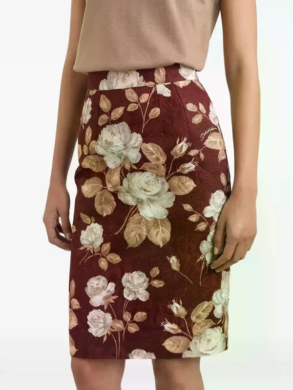 Dolce & Gabbana Floral Print Midi Pencil Skirt