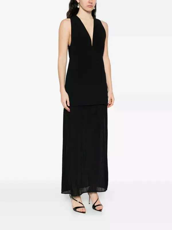 IRO PARIS V-neck Pleated Maxi Dress