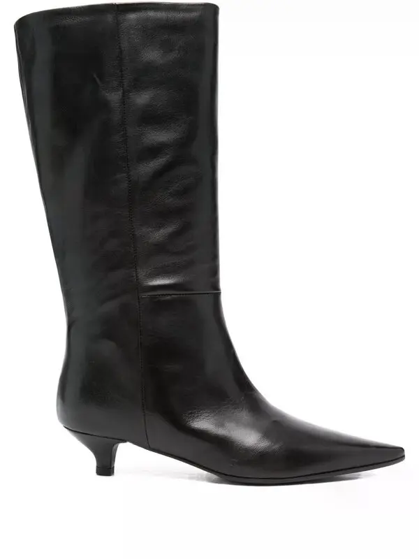 THEA MIKA Pointed-toe Leather Mid-calf Boots