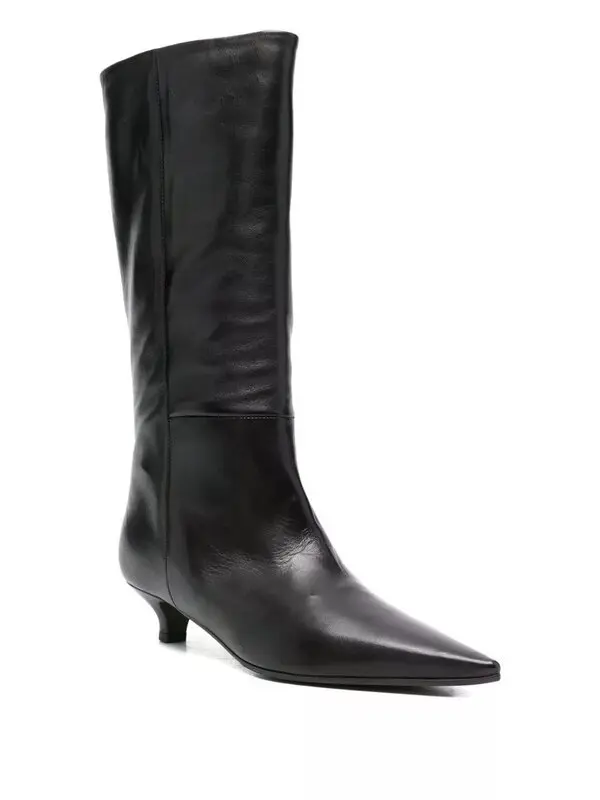 THEA MIKA Pointed-toe Leather Mid-calf Boots