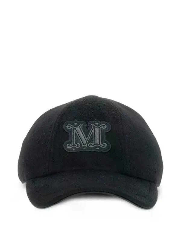 Max Mara Logo-patch Wool Cap - Black