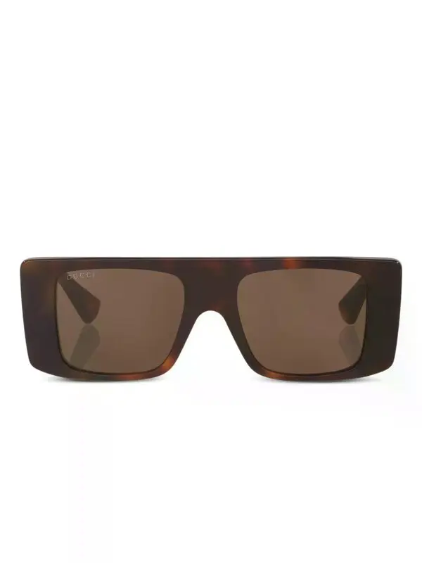 Gucci Rectangular Frame Sunglasses With Logo - Green