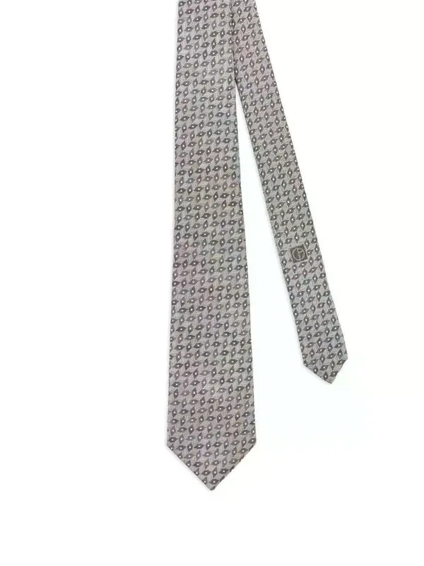 Giorgio Armani Geometric-pattern Neck Tie - Neutrals