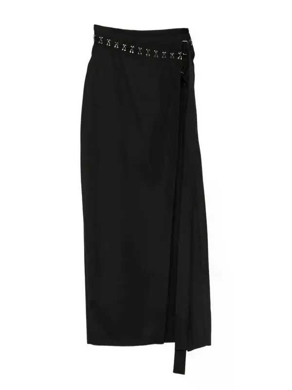 NISSA Embellished Wrap Midi Skirt