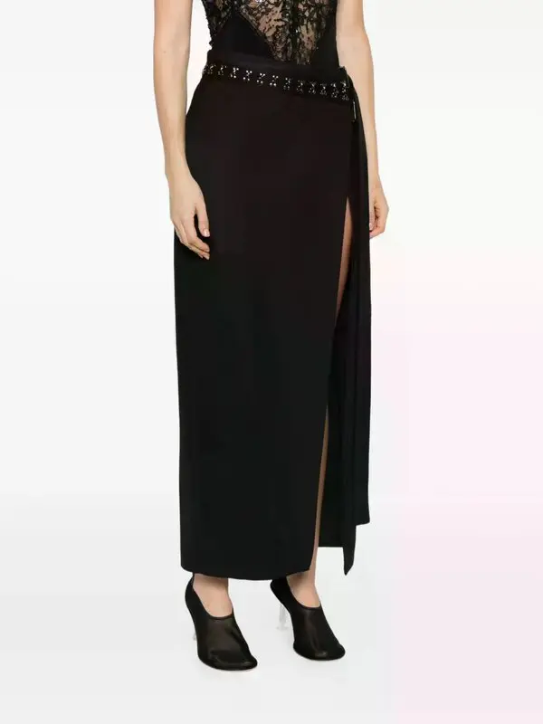 NISSA Embellished Wrap Midi Skirt
