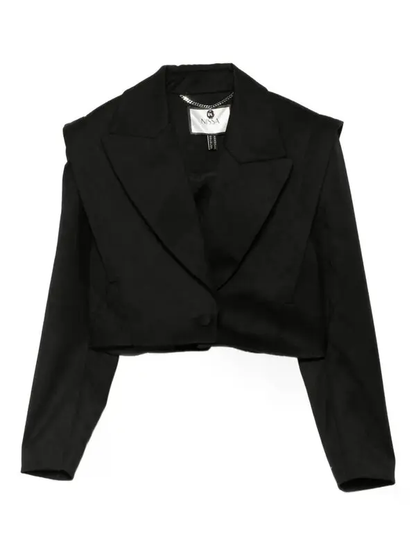 NISSA Padded-shoulder Cropped Jacket
