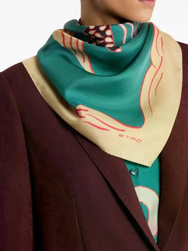 Etro Placed-motif Silk Scarf