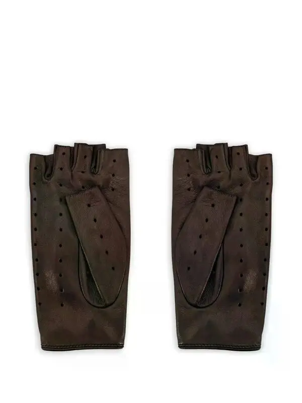 Valentino Garavani Perforated Leather Gloves - Brown
