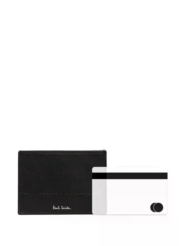 Paul Smith Shadow Stripe Leather Cardholder - Black