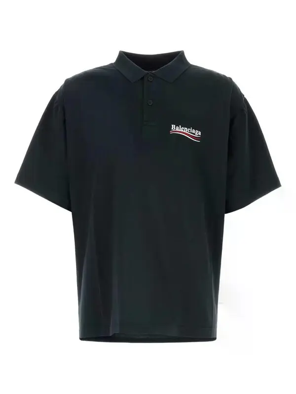 Balenciaga Logo-embroidered Polo Shirt - Black