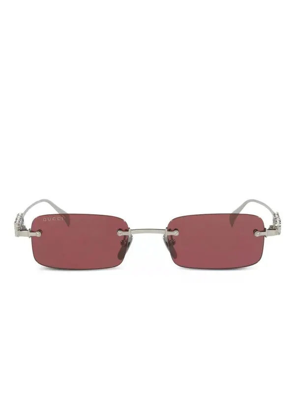 Gucci Logo-detail Rimless Sunglasses - Silver