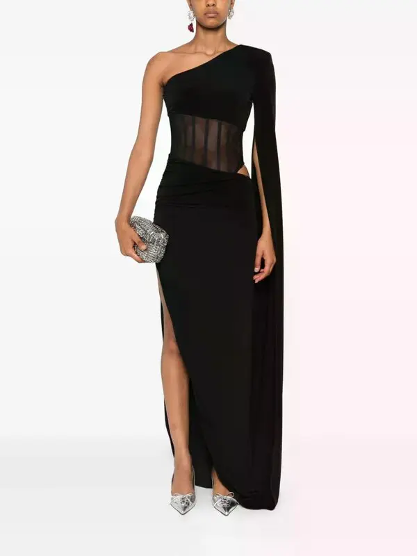 NISSA One-shoulder Maxi Dress With Sheer Insert