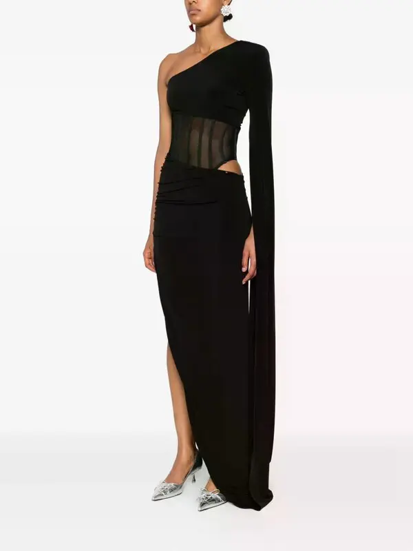NISSA One-shoulder Maxi Dress With Sheer Insert
