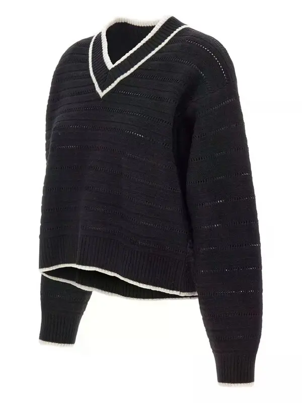 Marella Ribbed V-neck Wool Sweater