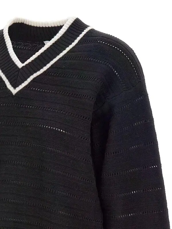 Marella Ribbed V-neck Wool Sweater