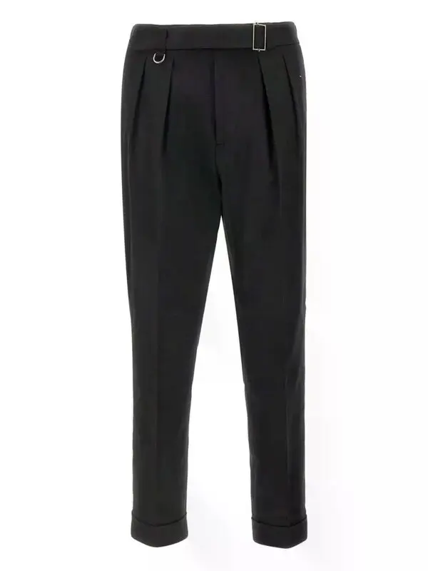 PAOLO PECORA Pleated Belted Trousers - Black
