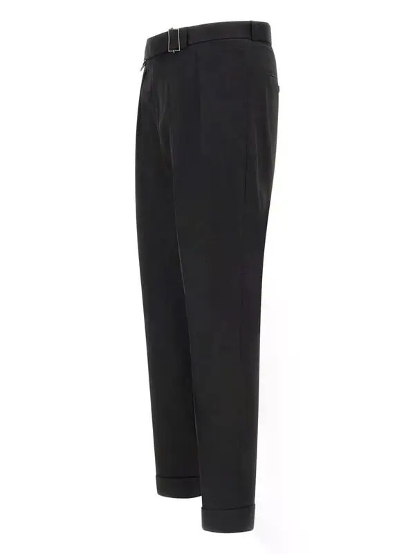 PAOLO PECORA Pleated Belted Trousers - Black