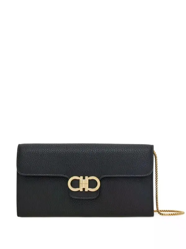 FERRAGAMO Gancini Chain Wallet - Black