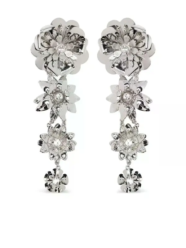 Blumarine Flower-embellished Drop Earrings - Silver