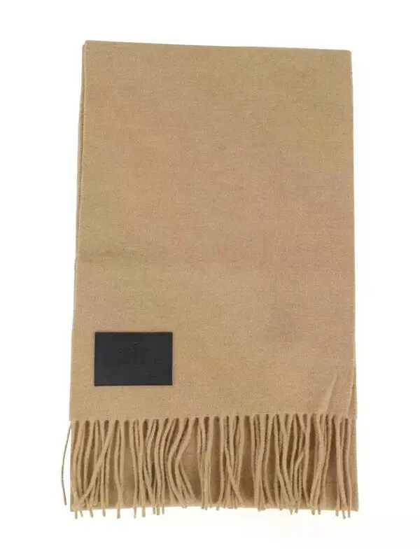 Hogan Logo-patch Fringed-edges Scarf - Neutrals