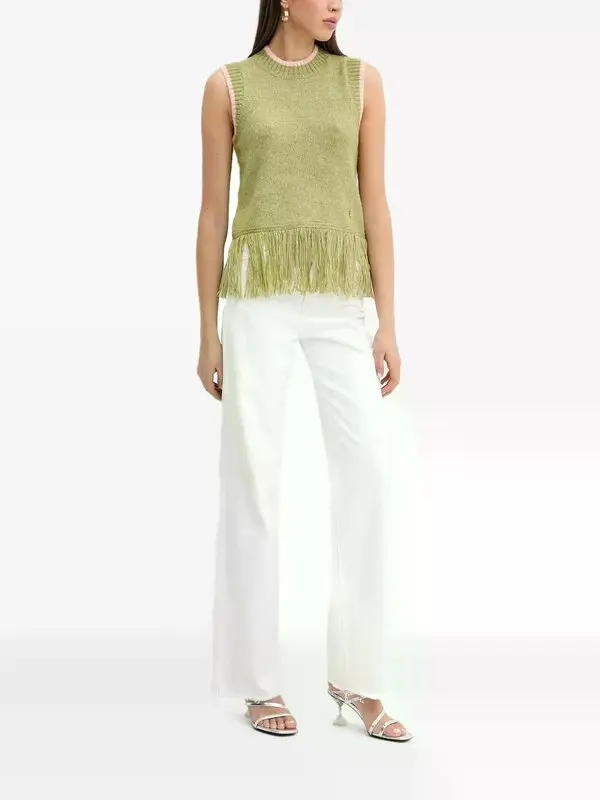 NEVER FULLY DRESSED Fringe-trimmed Sleeveless Top