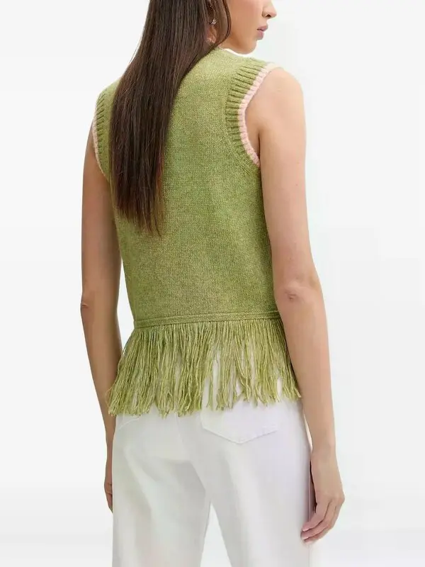 NEVER FULLY DRESSED Fringe-trimmed Sleeveless Top