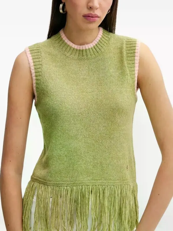 NEVER FULLY DRESSED Fringe-trimmed Sleeveless Top