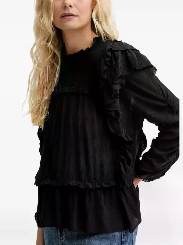 Munthe Smocked Ruffled Blouse - Black