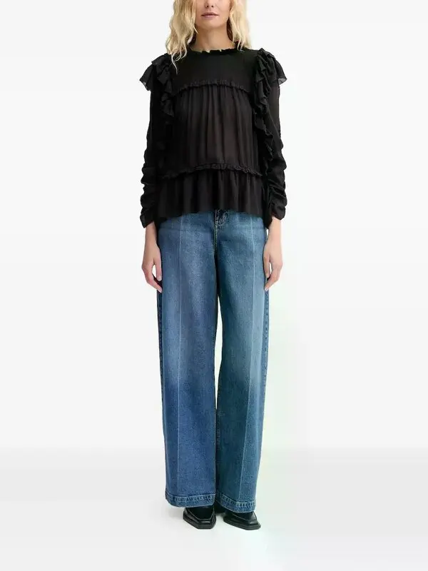 Munthe Smocked Ruffled Blouse - Black
