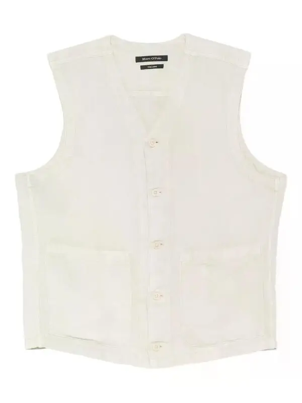 Marc O'polo Button-front Linen Vest - Neutrals