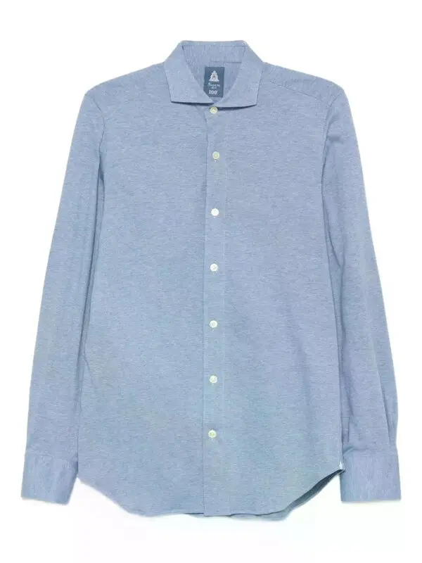 FINAMORE 1925 Long-sleeved Button-up Shirt - Blue