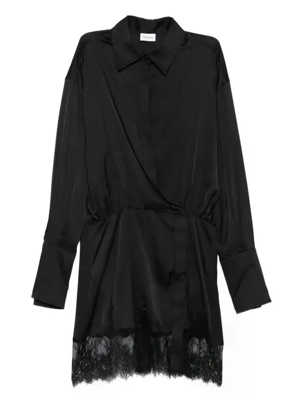 Andamane Lace-trimmed Satin Dress - Black