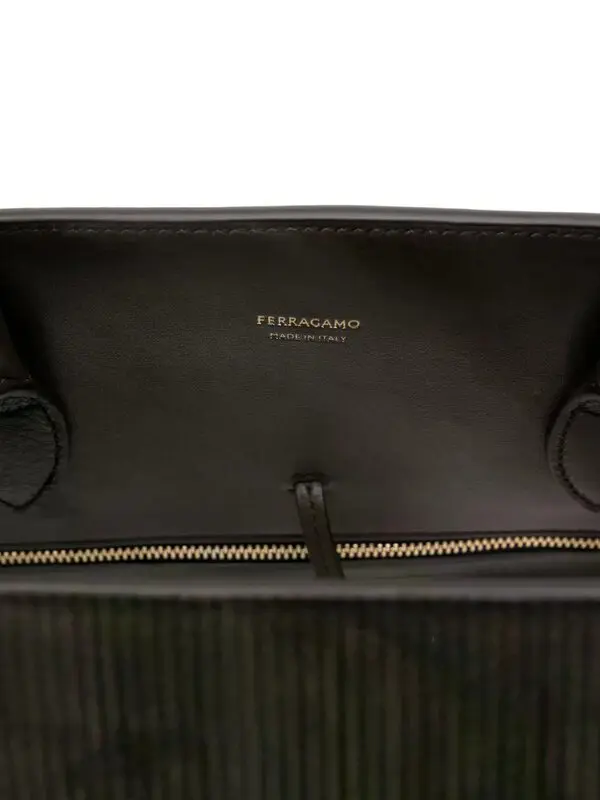 FERRAGAMO Corduroy Clasp Tote Bag