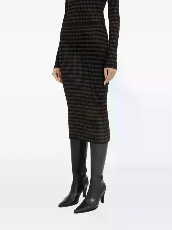 MAISON MARGIELA Ribbed Striped Midi Skirt - Brown