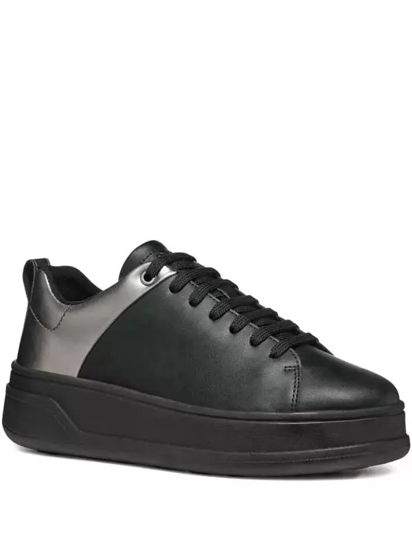 Geox Metallic Panel Leather Sneakers