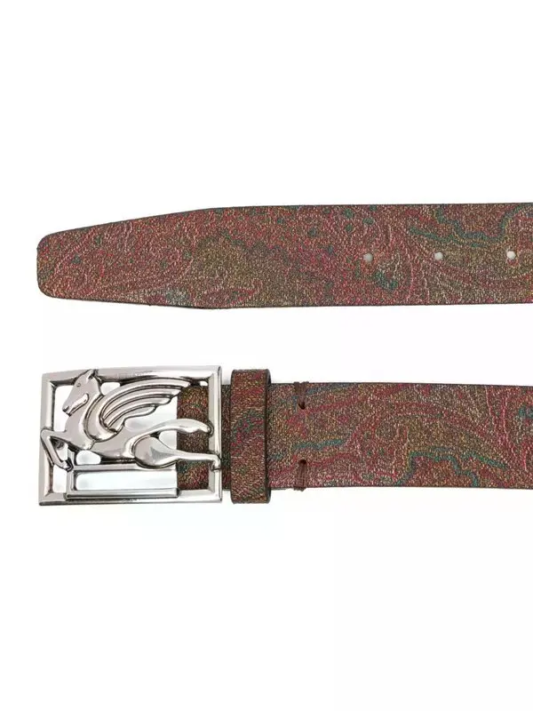 Etro Paisley Pegasus Leather Belt