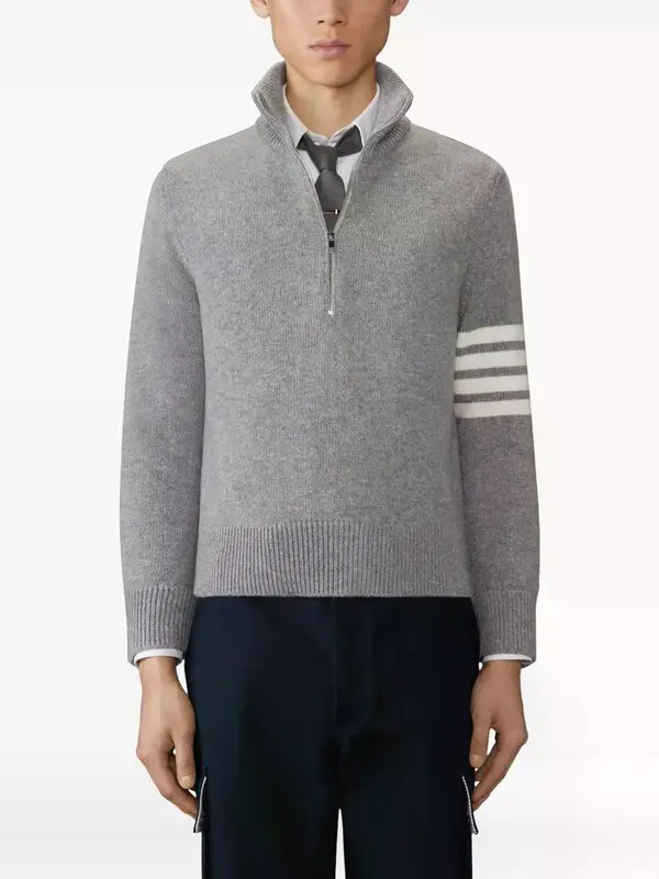 Thom Browne 4-bar Funnel-neck Wool Sweater