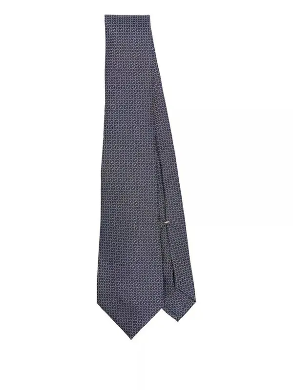 Canali Geometric-patterned Silk Tie - Blue